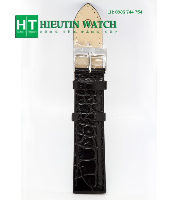 Trang chủ Dây da đông hồ LC màu đen bóng. HT69